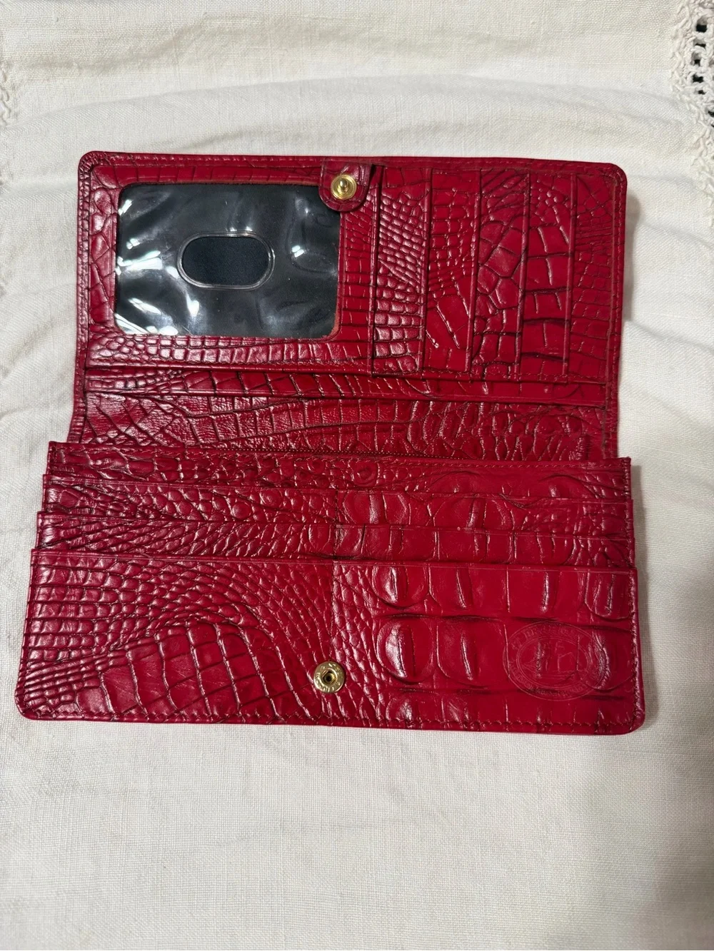Brahmin | Accessories | Vintage Brahmin Red Crocembossed Long Slim ...